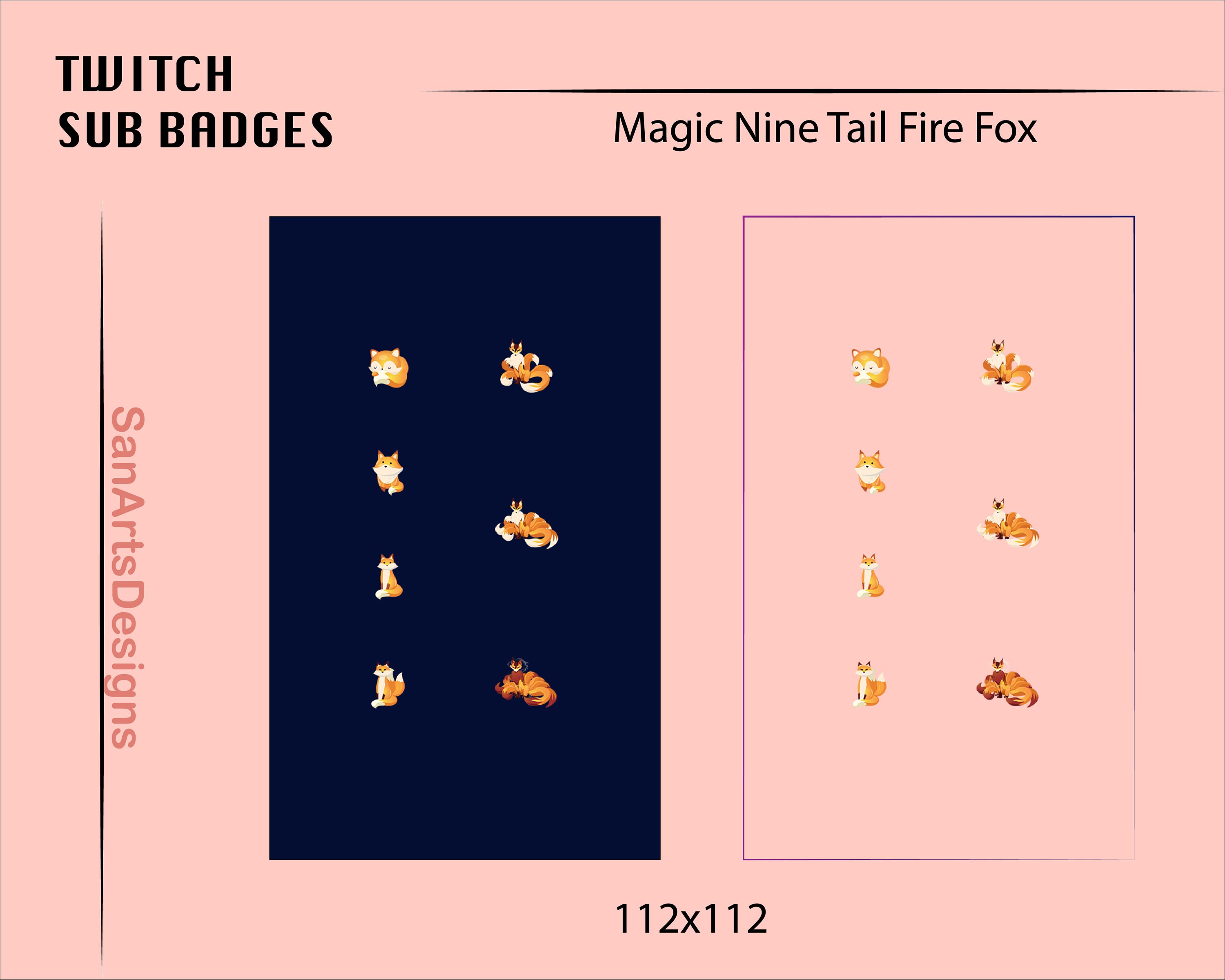 Magic Nine Tail Fire Fox Twitch Sub Badges / Magic Fox Twitch Sub ...