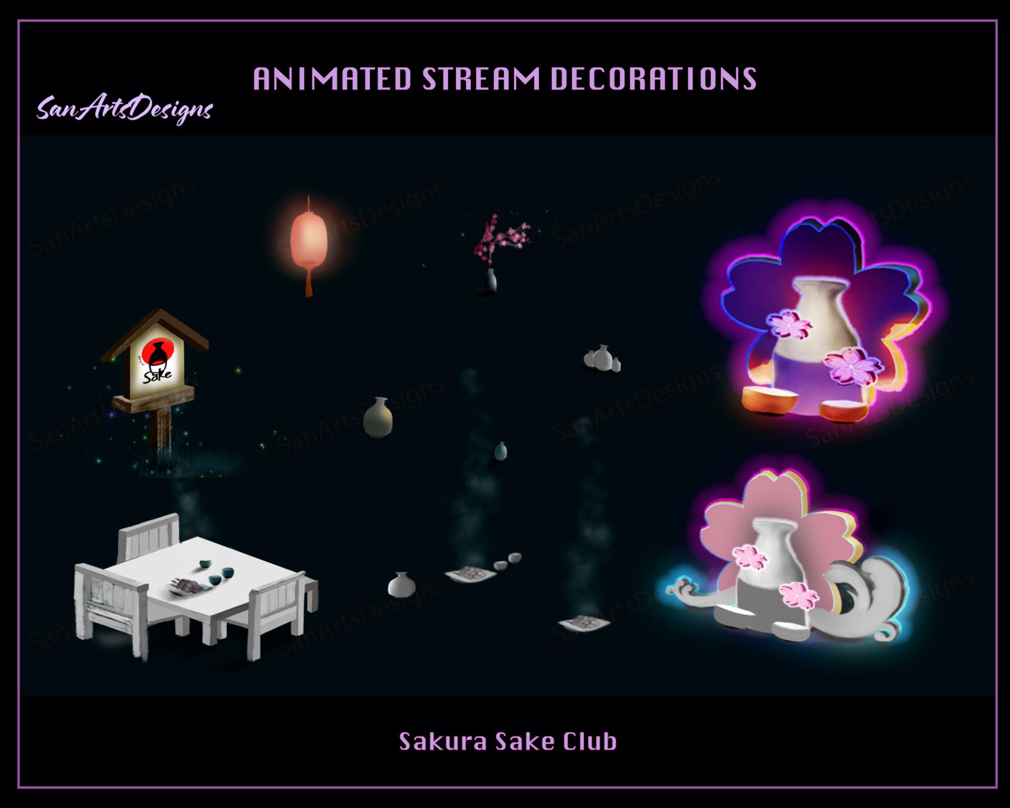 Sakura Pub Animated Stream Decorations, Sakura Sake Club Stream ...