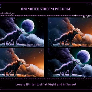 Animated Stream Bundle Lonely Winter Wolf, Animated Twitch Overlay ...
