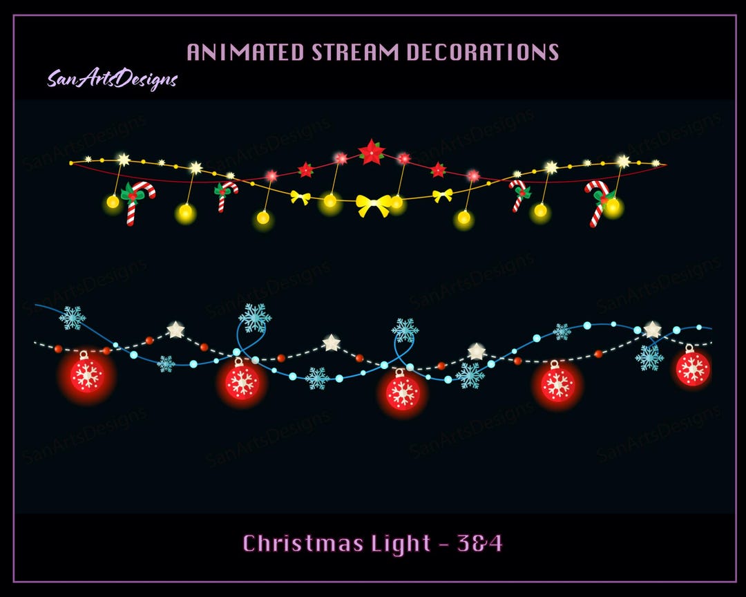 Christmas Light Chain Animated Stream Decorations, Christmas Strings ...