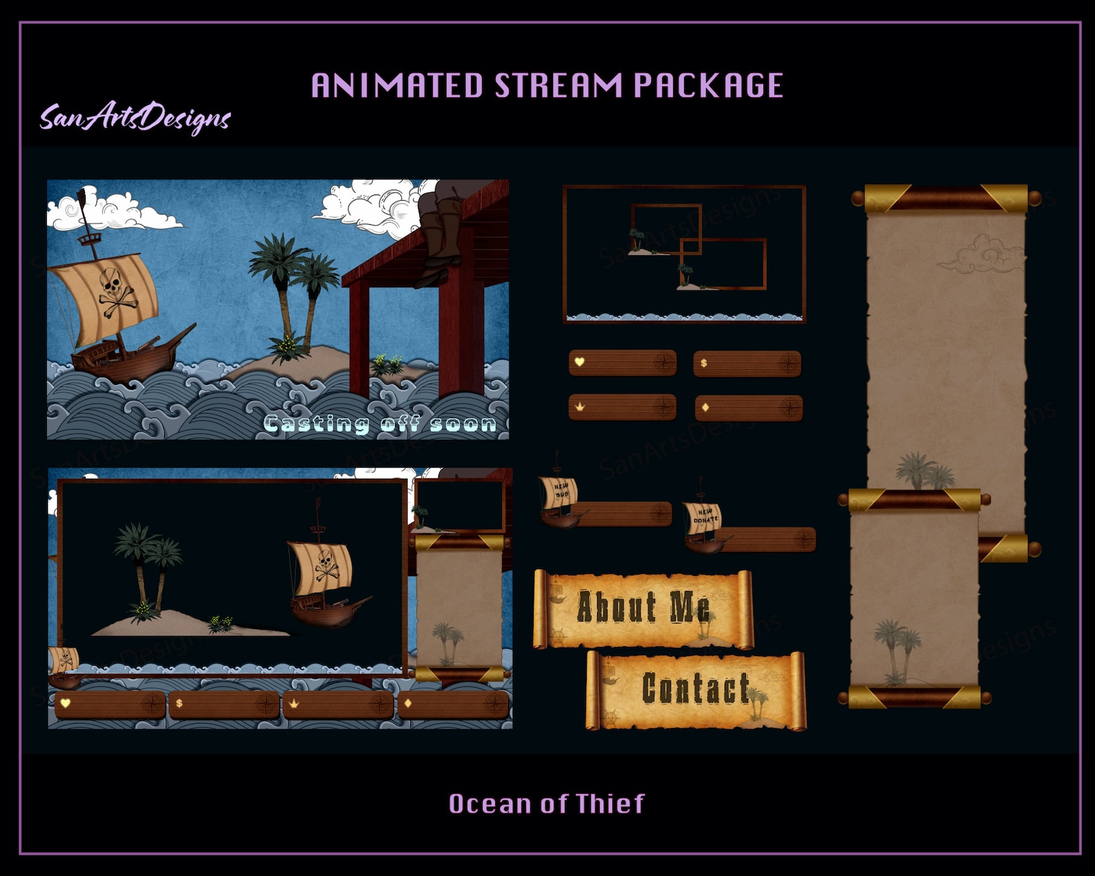 Animated Stream Bundle Pirate Island, Ocean of Thief Animated Twitch ...