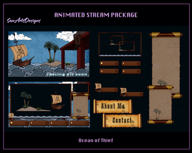 Animated Stream Bundle Pirate Island, Ocean of Thief Animated Twitch ...