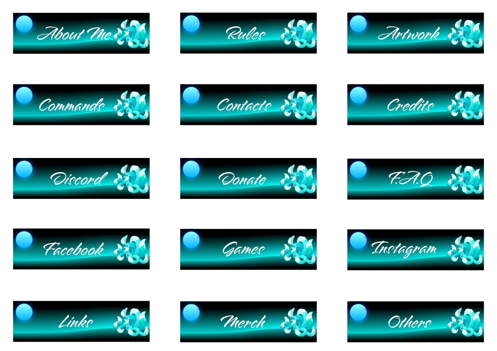Twitch Panels Ice Nine Tail Fox | Static Panels Ice Kitsune | Streamers ...