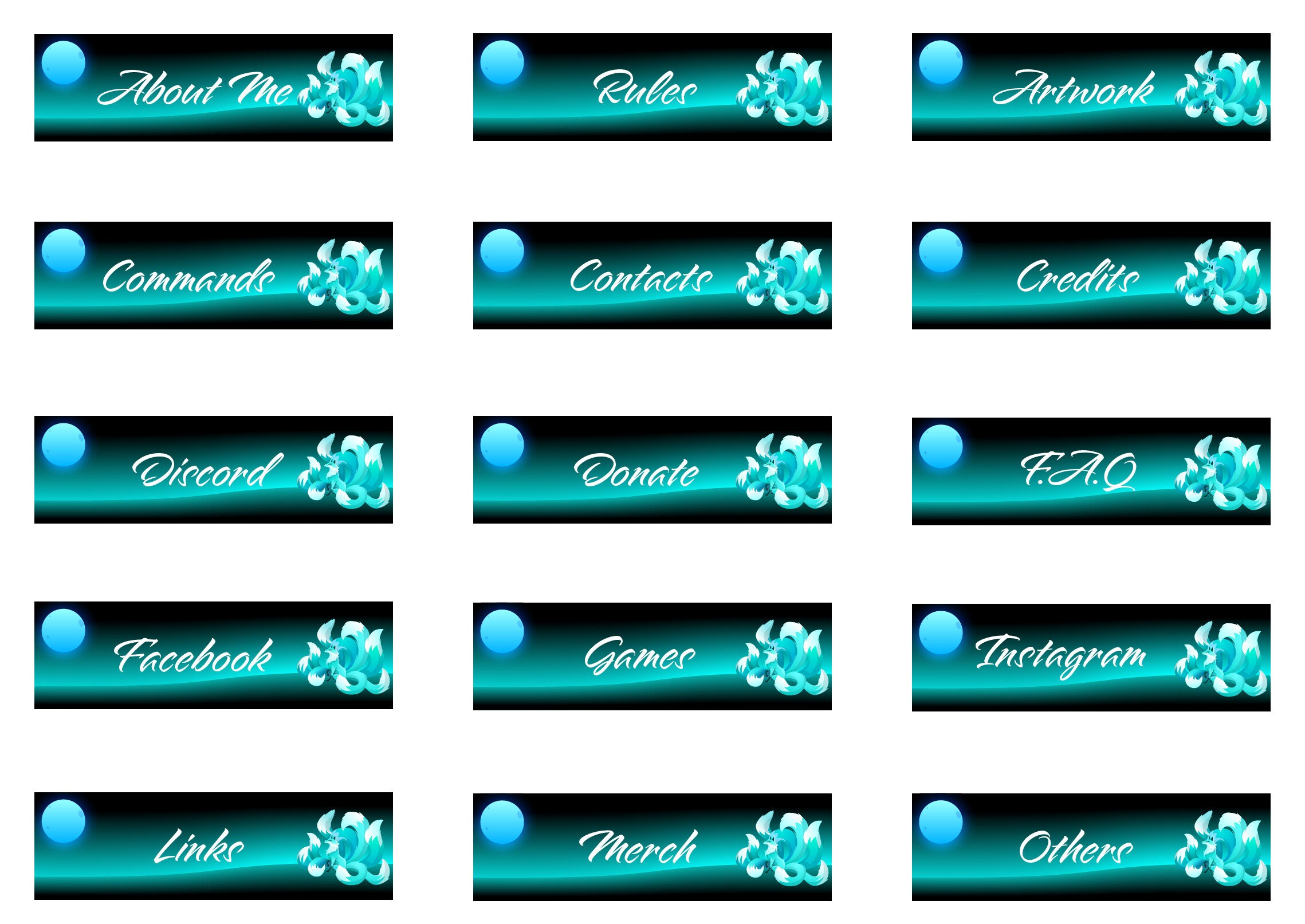 Twitch Panels Ice Nine Tail Fox | Static Panels Ice Kitsune | Streamers ...