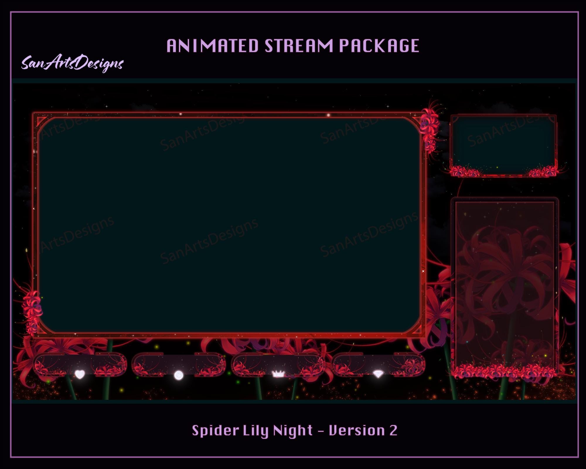 Animated Stream Package Spider Lily Garden, Animated Twitch Overlays ...