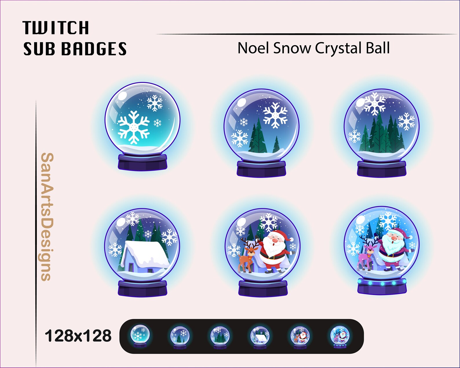 Noel Snow Falling Crystal Ball Twitch Sub Badges, Noel Snow Crystal ...