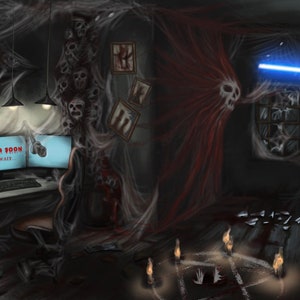 Animated Scenes Haunted PC Room | Animated Twitch Overlays PC Setup ...