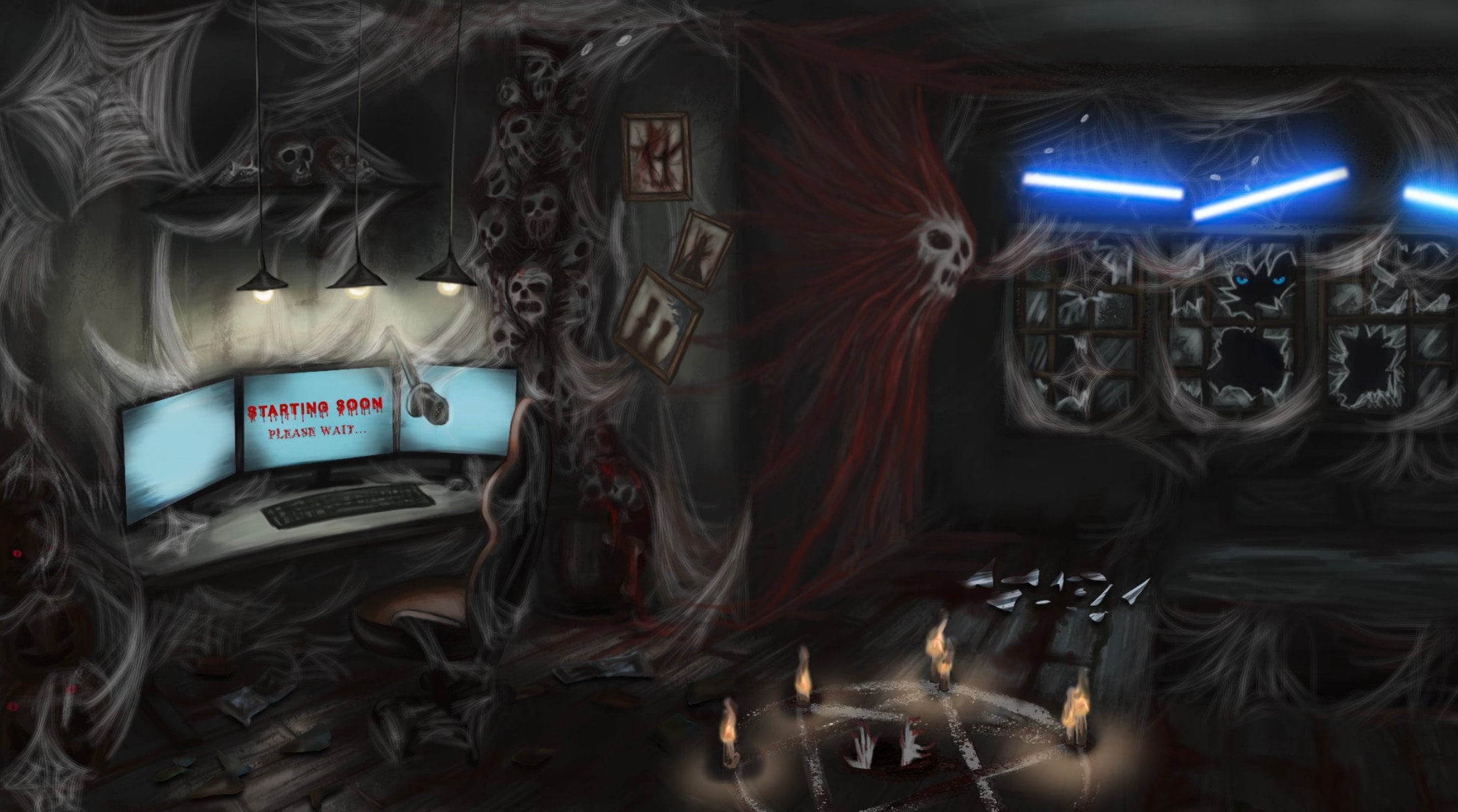 Animated Scenes Haunted PC Room | Animated Twitch Overlays PC Setup ...