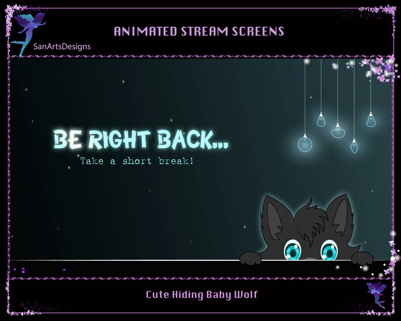 Animated Stream Overlay Blue Cute Hiding Wolf Animated Twitch - Etsy