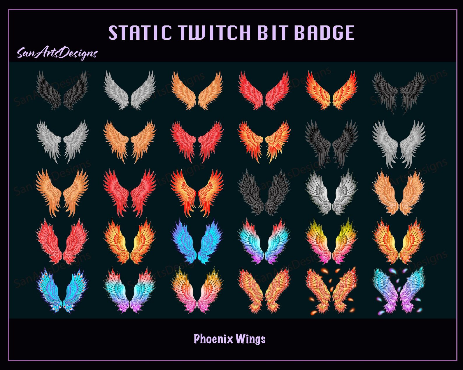 Phoenix Wings Twitch Sub Bit Badges, Phoenix Wings Twitch Sub Bit Badge ...