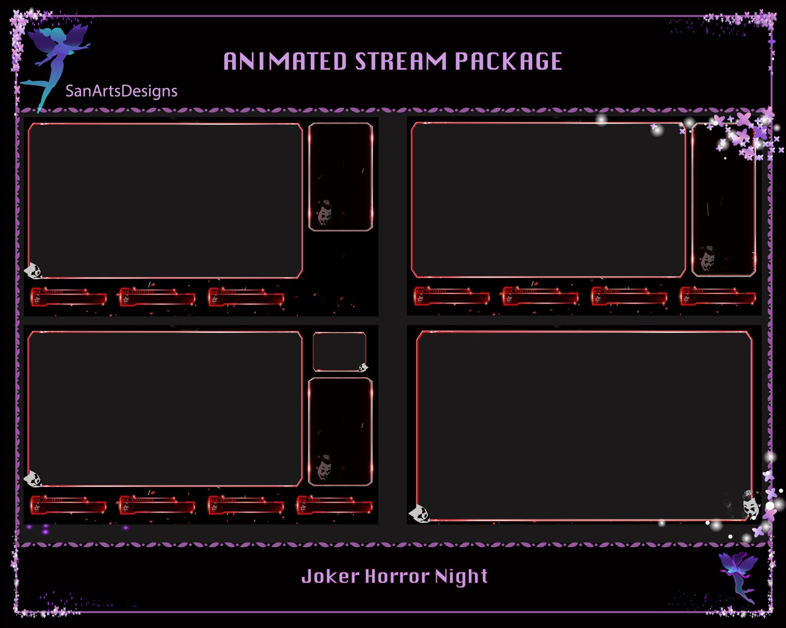 Animated Stream Overlay Package Joker Scary Night, Horror Joker ...