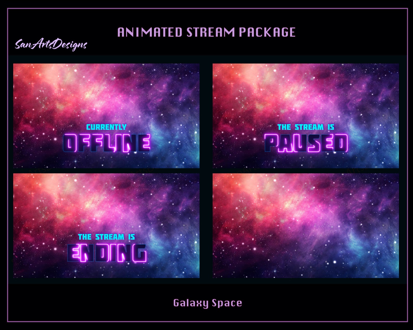 Animated Galaxy Space Stream Overlay Bundle, Galaxy Space Twitch ...