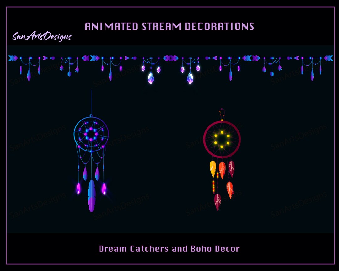 Animated Boho Stream Decorations, Boho Dream Catcher Stream Decorations ...