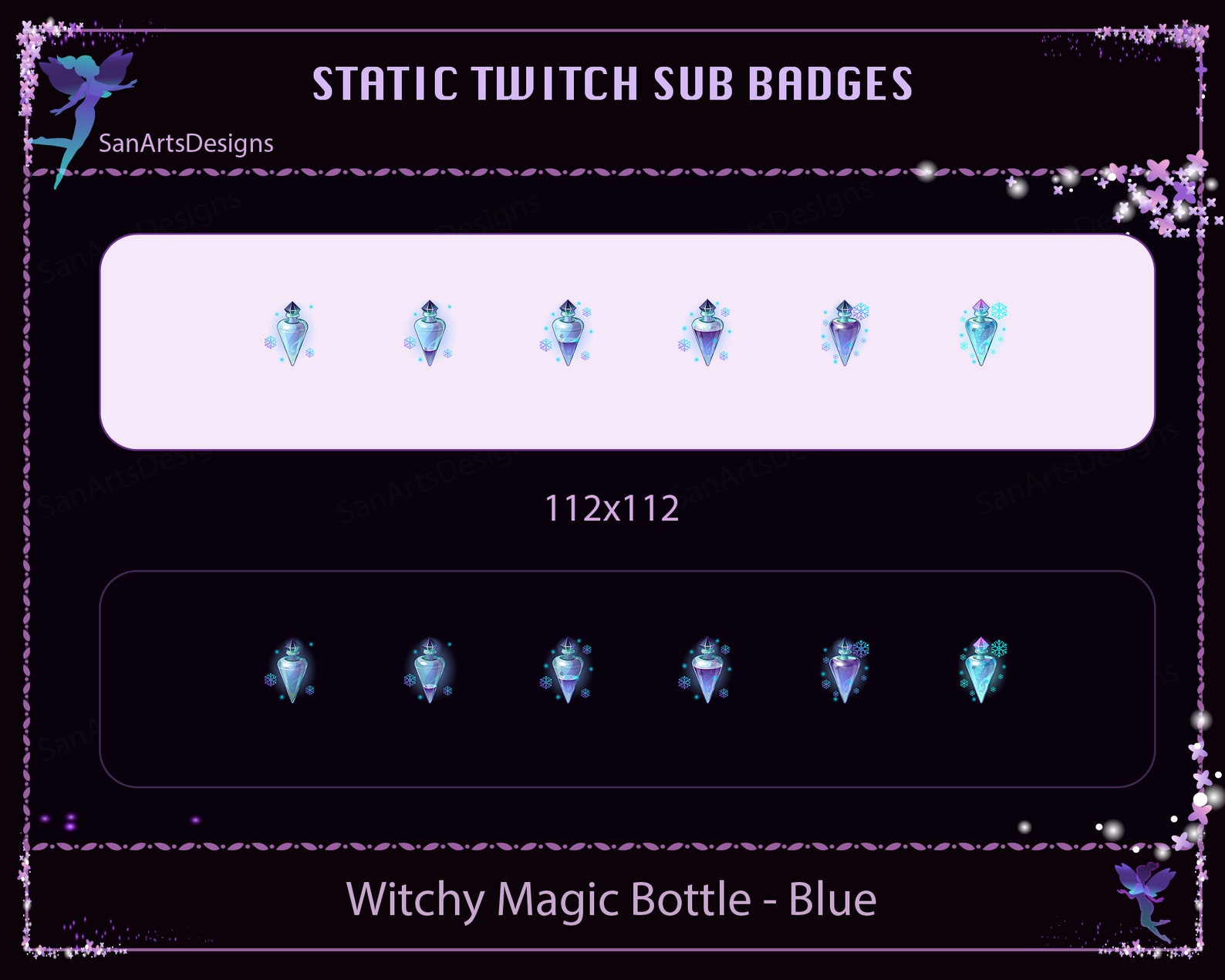 Blue Witchy Magic Bottle Twitch Sub Badges, Devil Bottle Twitch Sub ...
