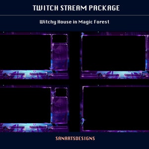 Animated Stream Package Witchy House in Magic Forest, Animated Twitch Overlays Pack Witchy ...