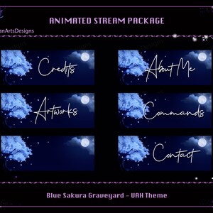 Animated Stream Package Blue Sakura Graveyard, Animated Twitch Overlays ...