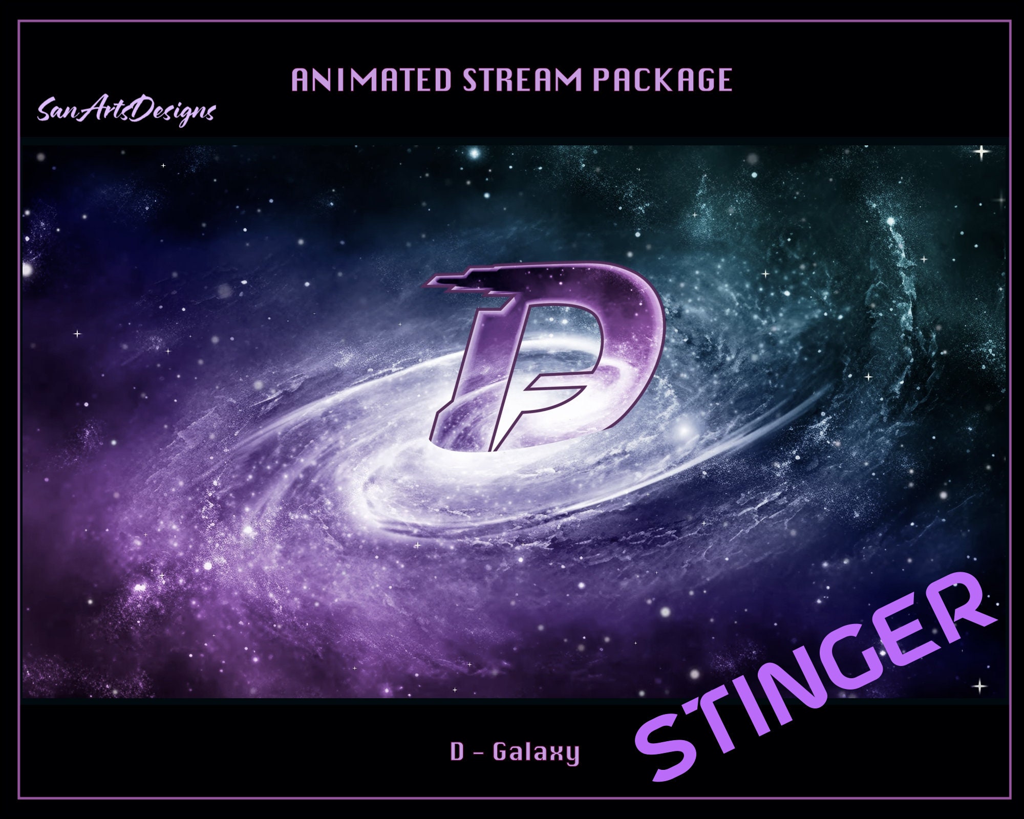 Animated D Galaxy Stream Bundle, Named Galaxy Twitch Overlays, D Galaxy ...