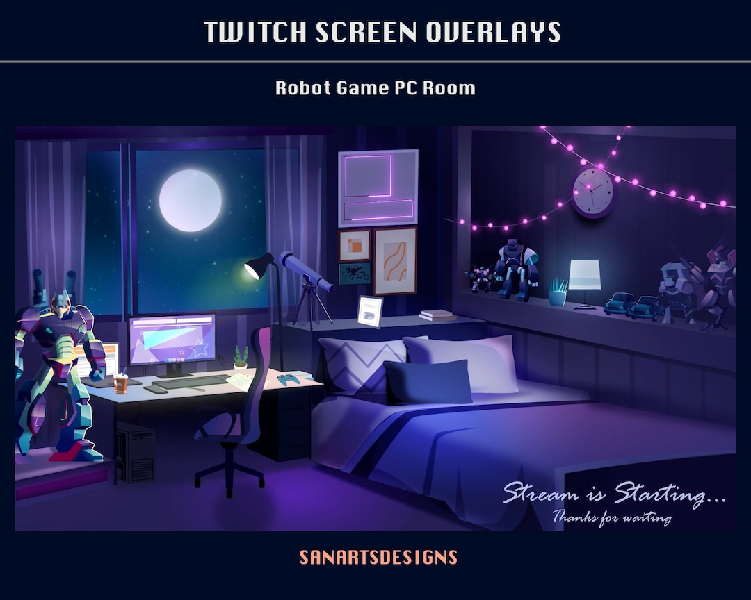 Animated Stream Screens Robot Game Room, Animated Twitch Screen ...