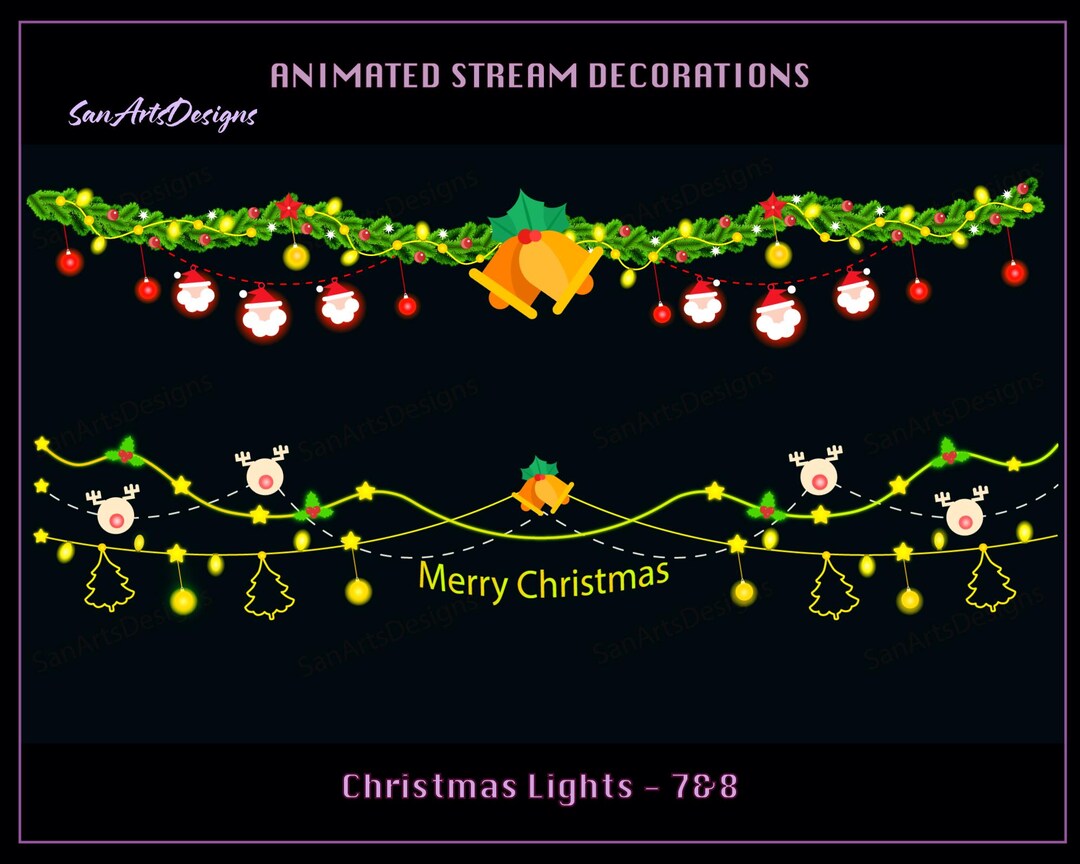 Christmas Light Chain Animated Stream Decorations, Christmas Strings ...