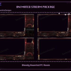 Animated Stream Overlay Package Bloody Haunted PC Room, Animated Twitch ...