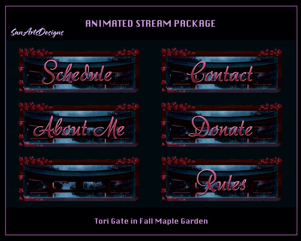 Tori Gate in Fall Animated Twitch Overlay Bundle, Autumn Tori Gate ...
