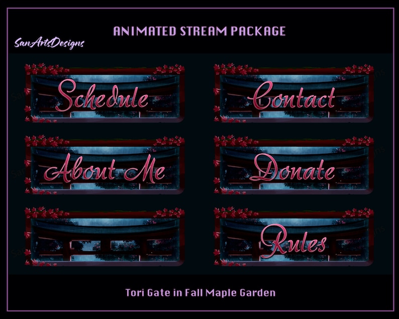 Tori Gate in Fall Animated Twitch Overlay Bundle, Autumn Tori Gate ...
