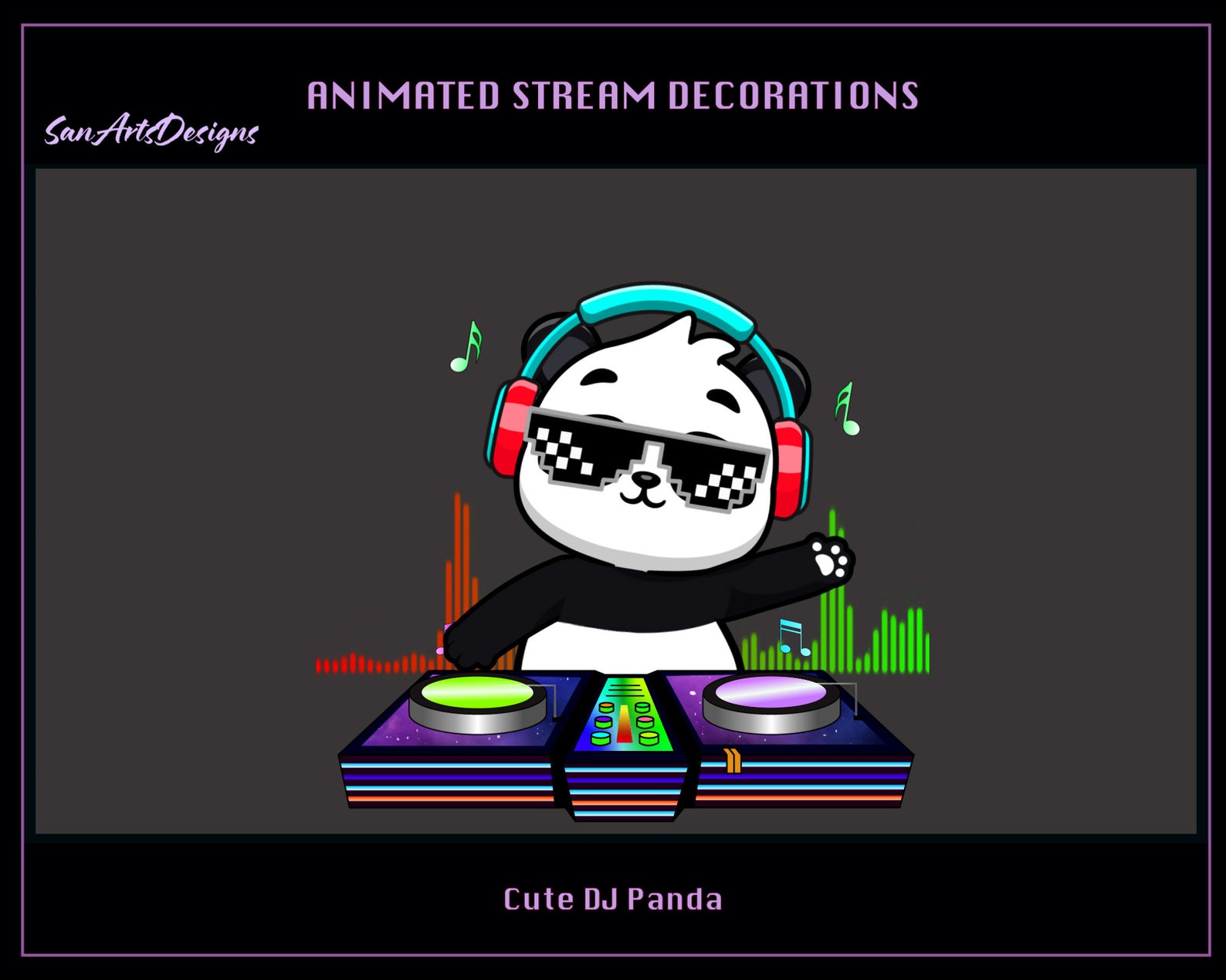 Animated Panda DJ Panda Stream Decoration, Animated Cute DJ Panda ...