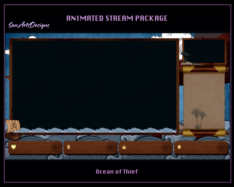 Animated Stream Bundle Pirate Island, Ocean of Thief Animated Twitch ...