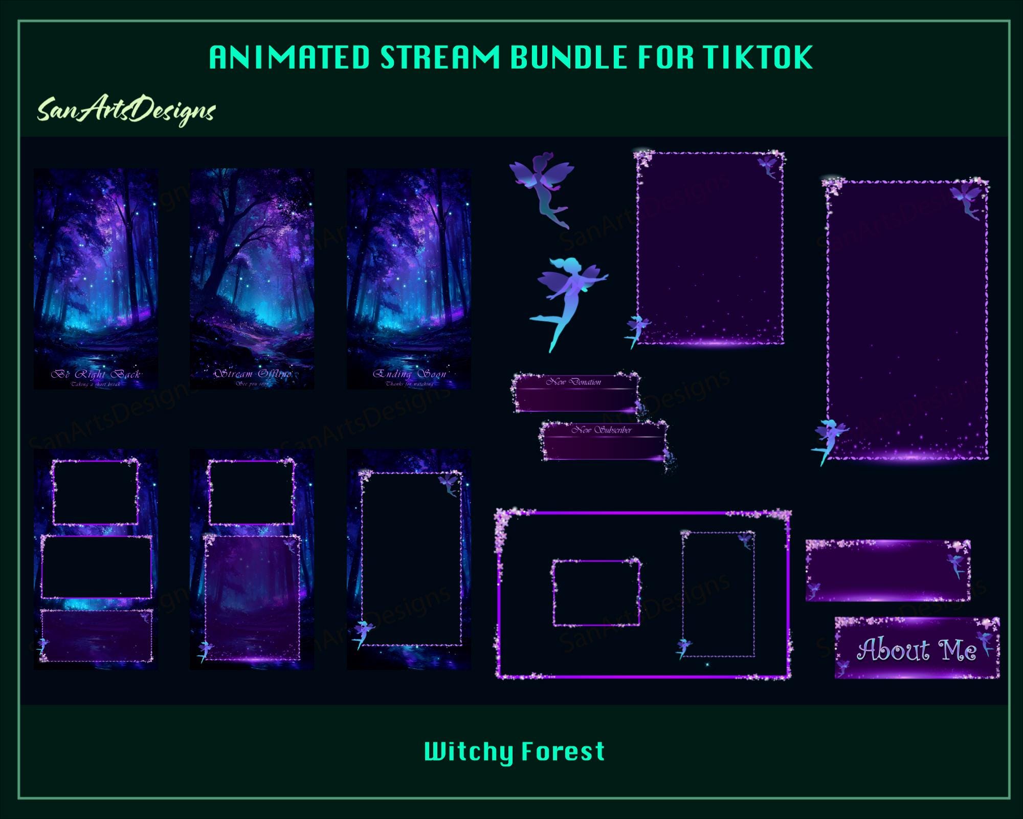 Animated TIKTOK Stream Overlay Bundle Witchy Forest, Animated TIKTOK ...