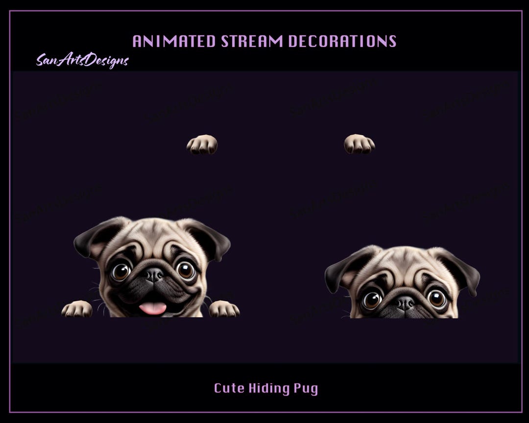 Cute Hiding Pugs Animated Stream Decoration, Hiding Pugs Twitch ...