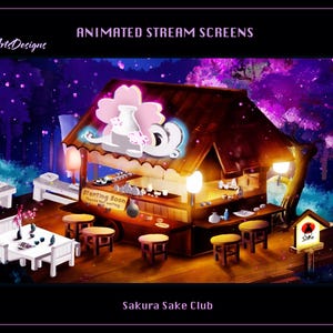 Sakura Sake Club Animated Twitch Screen Overlays, Sakura Pub in Forest ...