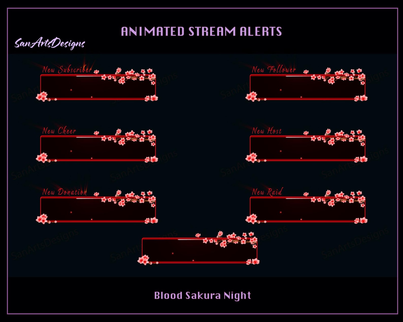 Animated Stream Package Blood Red Sakura Graveyard, Animated Twitch ...