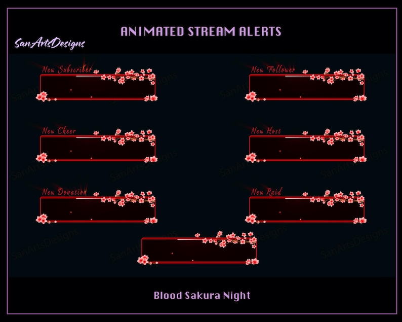 Animated Stream Package Blood Red Sakura Graveyard, Animated Twitch ...