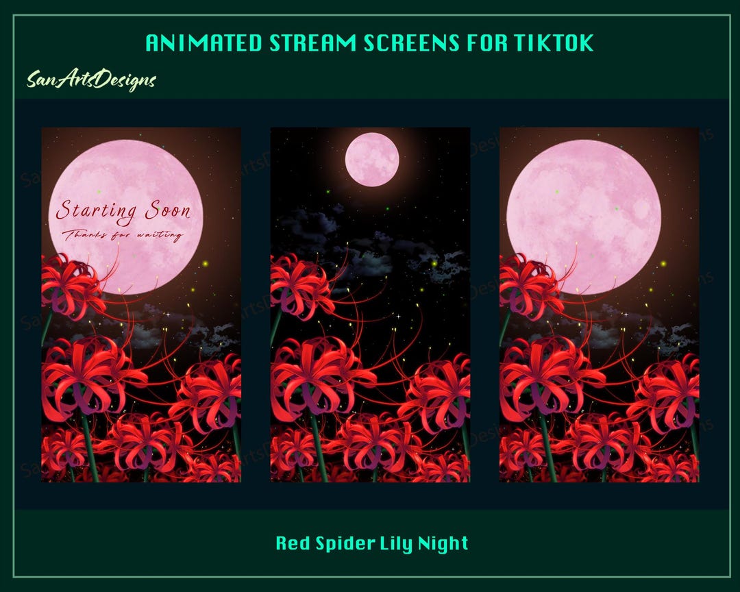 Animated TIKTOK Stream Overlays Red Spider Lily Night, Red Spider Lily ...