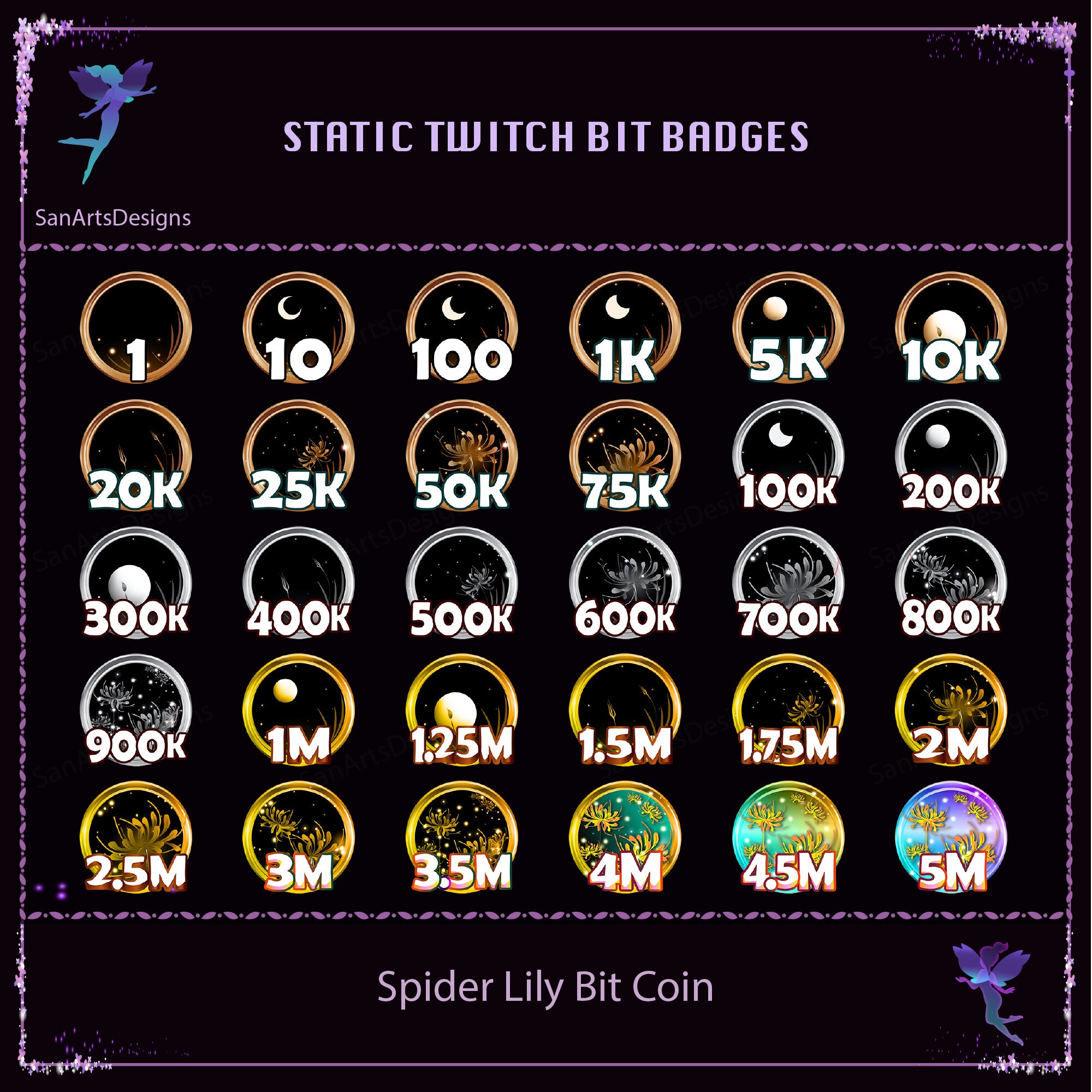 Spider Lilies Coins Twitch Bit Badges, Spider Lily Coin Twitch Bit ...