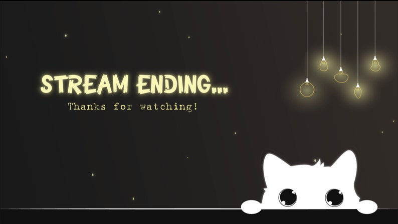 Animated Scenes Cute Hiding Cat | Animated Twitch Overlays Cute White ...