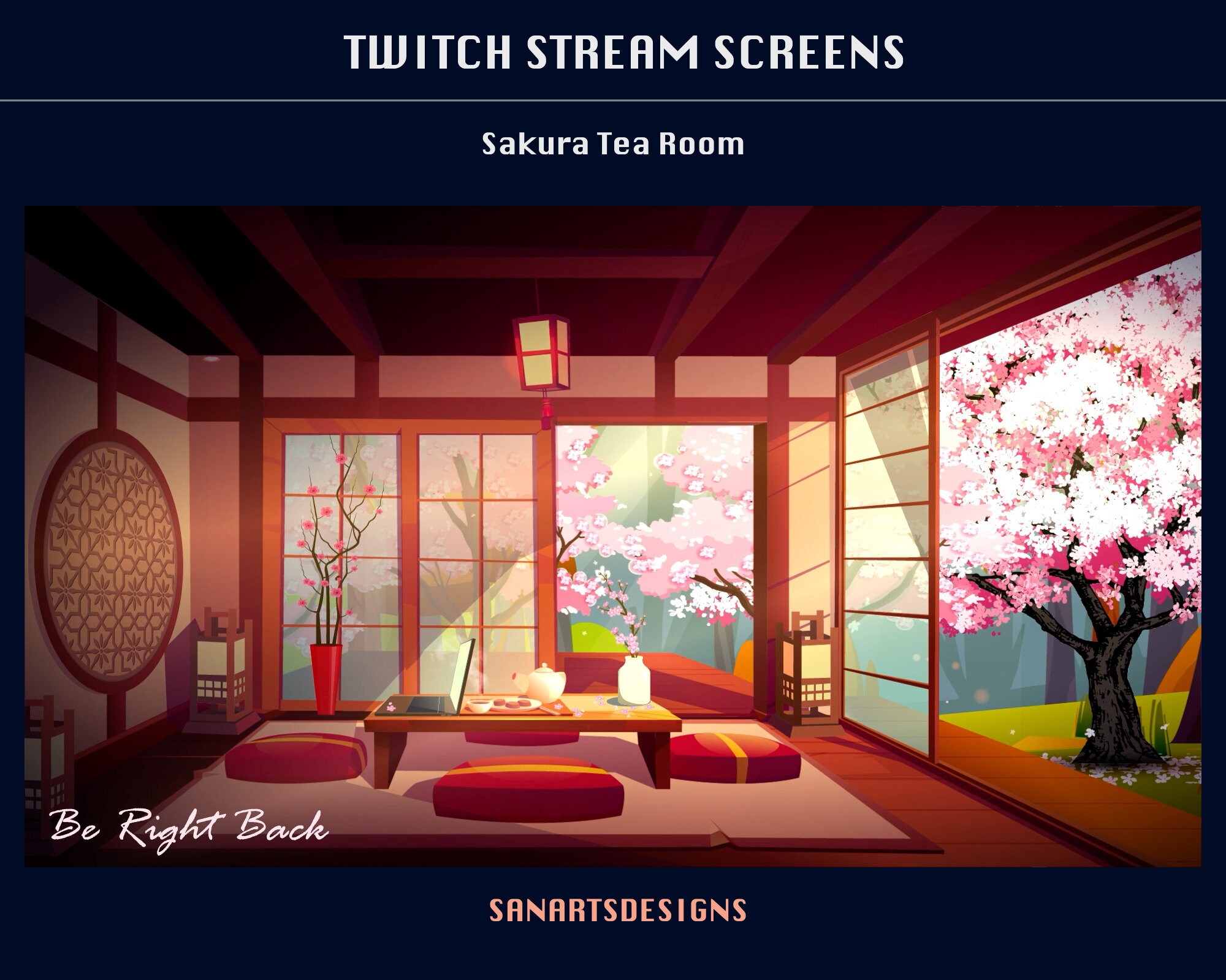 Animated Stream Package Sakura Tea Room Animated Twitch - Etsy