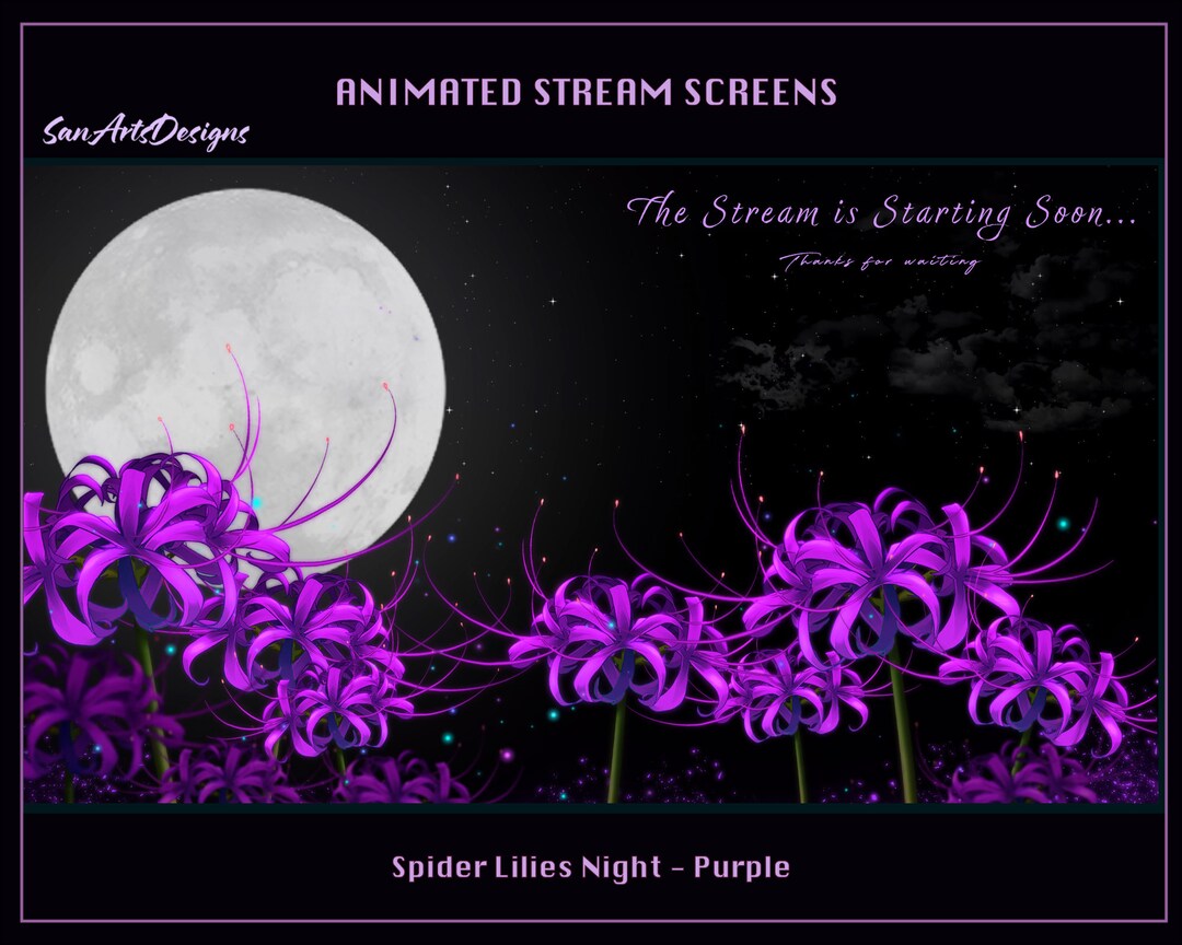 Animated Stream Overlay Purple Spider Lily Garden, Animated Twitch ...