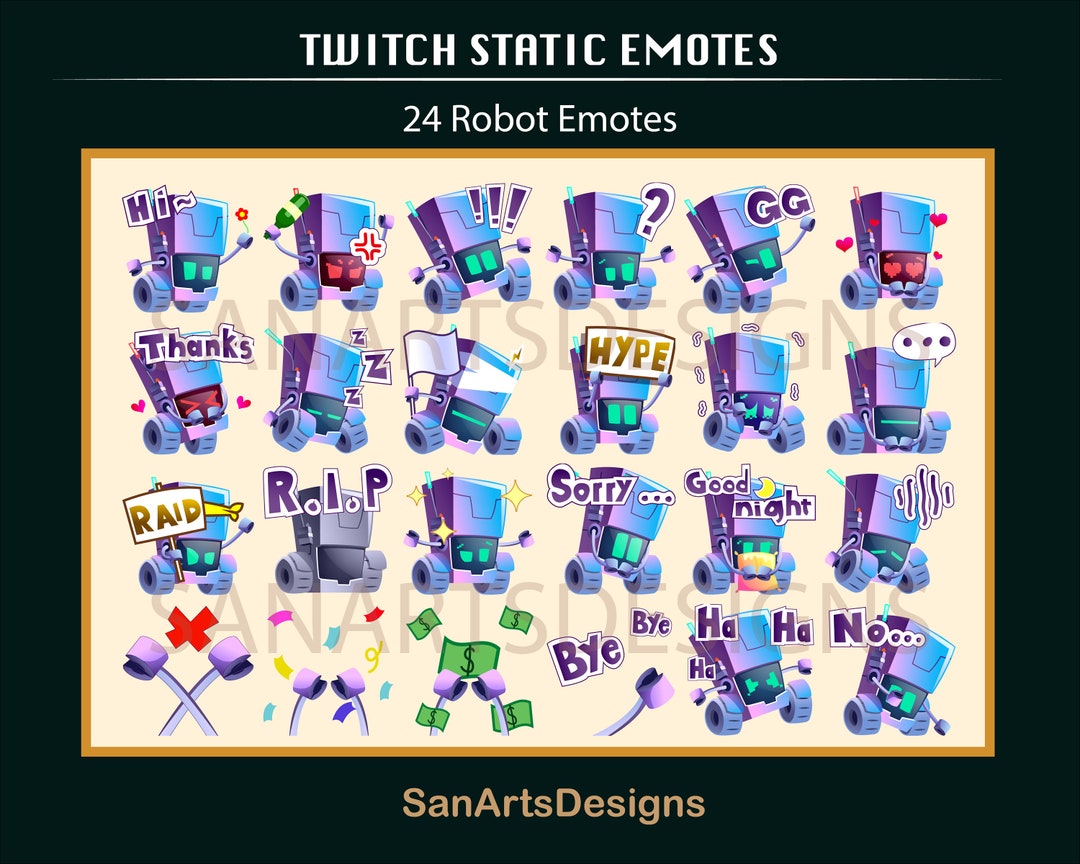 Cute Robot Twitch Emotes / Static Game Robot Twitch Emotes for ...