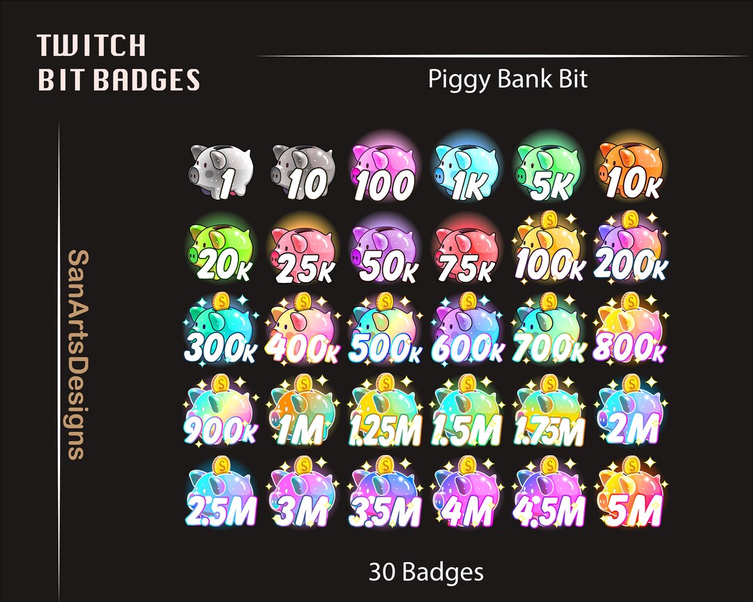 Piggy Bank Twitch Bit Badges Cute Colorful Pig Twitch Bit - Etsy