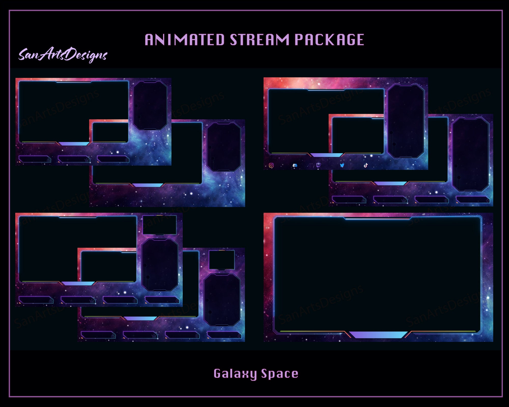 Animated Galaxy Space Stream Overlay Bundle, Galaxy Space Twitch ...