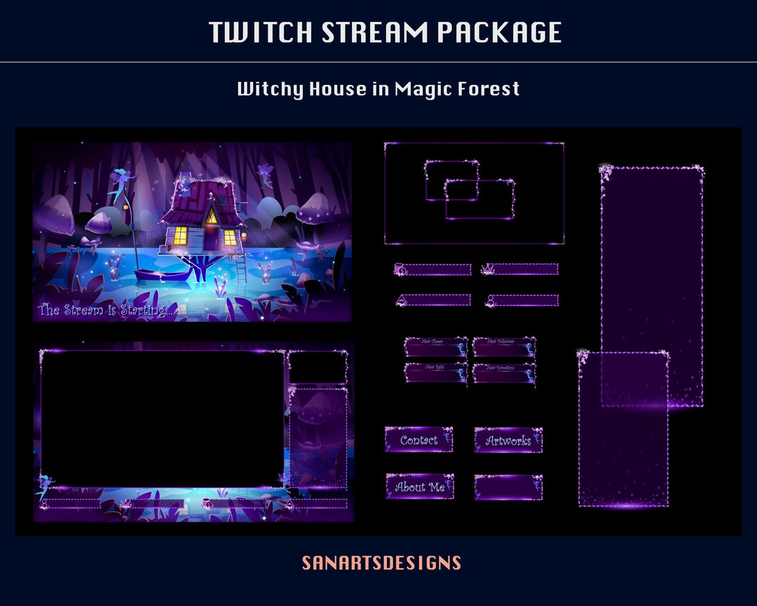 Animated Stream Package Witchy House in Magic Forest, Animated Twitch ...