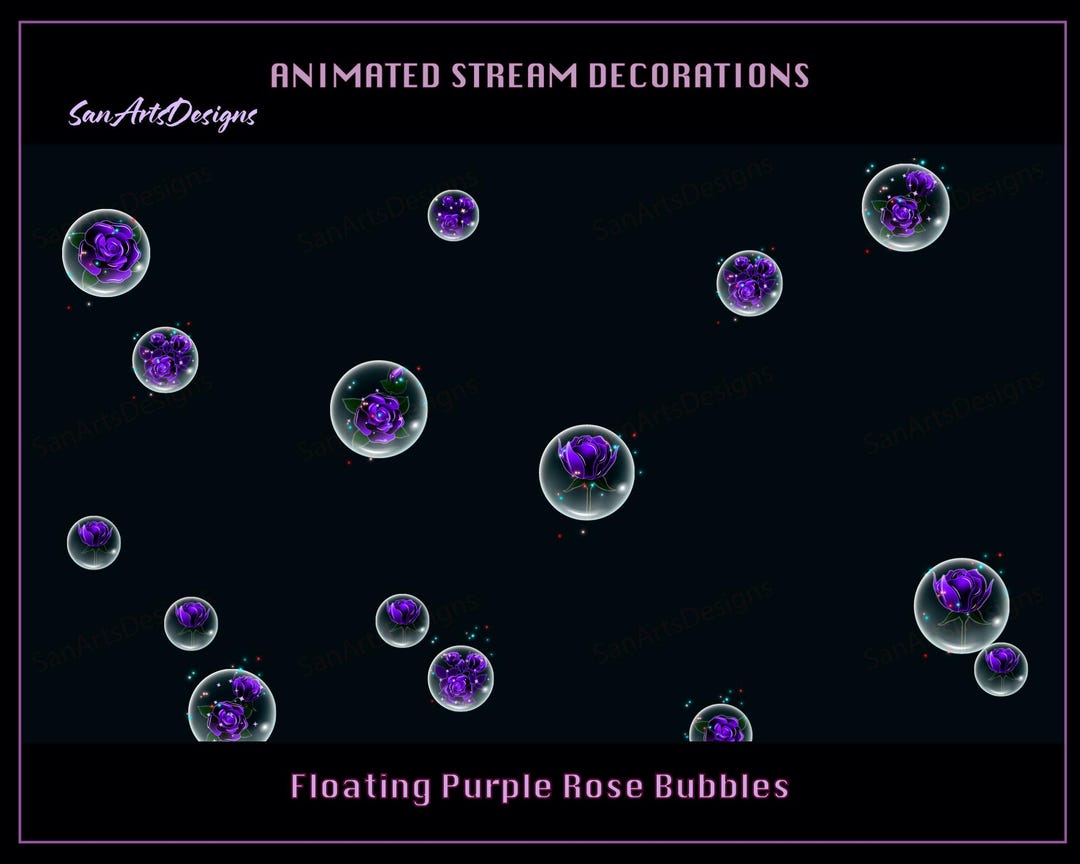 Floating Purple Rose Bubbles Animated Stream Decoration, Floating ...