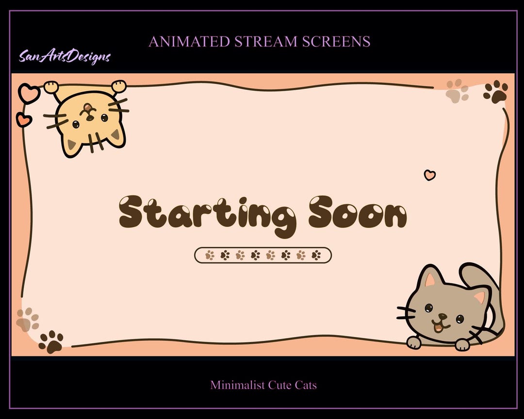 Animated Twitch Overlay Cute Cat Minimalist, Animated Stream Overlays ...