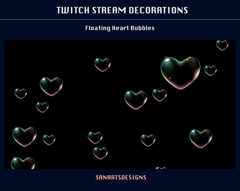 Floating Heart Bubbles Animated Stream Decoration Flying - Etsy