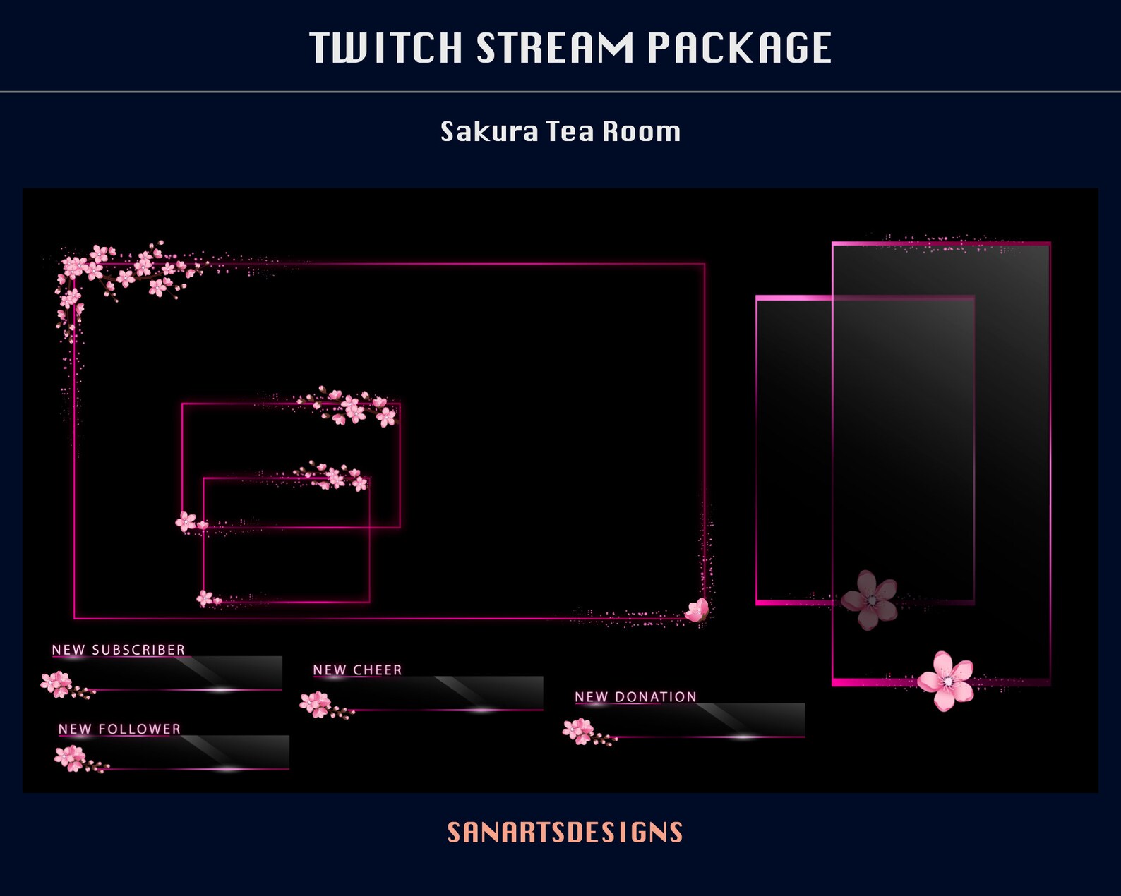 Animated Stream Package Sakura Tea Room Animated Twitch - Etsy