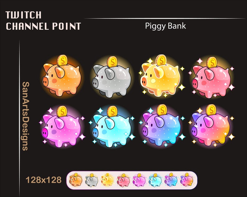 Piggy Bank Twitch Channel Points, Cute Pig Twitch Channel Points ...