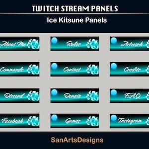 Twitch Panels Ice Nine Tail Fox | Static Panels Ice Kitsune | Streamers ...