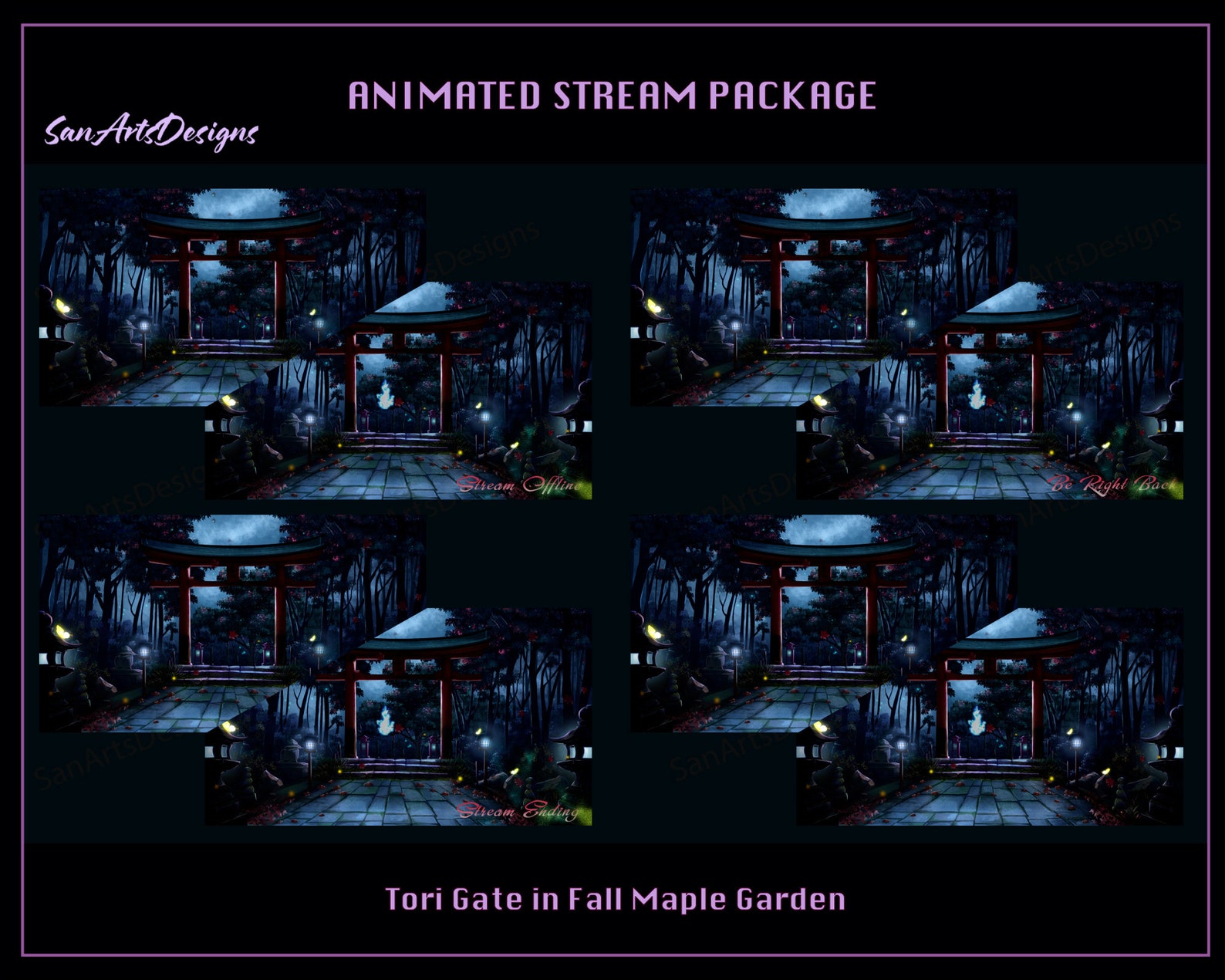 Tori Gate in Fall Animated Twitch Overlay Bundle, Autumn Tori Gate ...