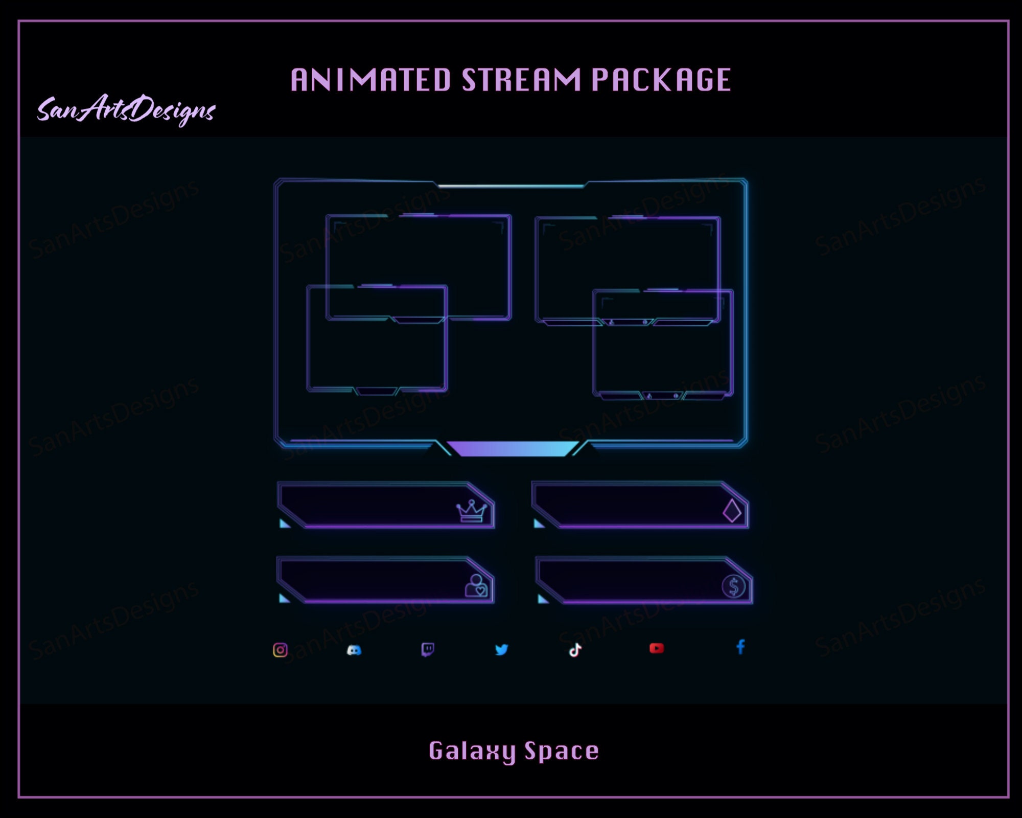 Animated Galaxy Space Stream Overlay Bundle, Galaxy Space Twitch ...